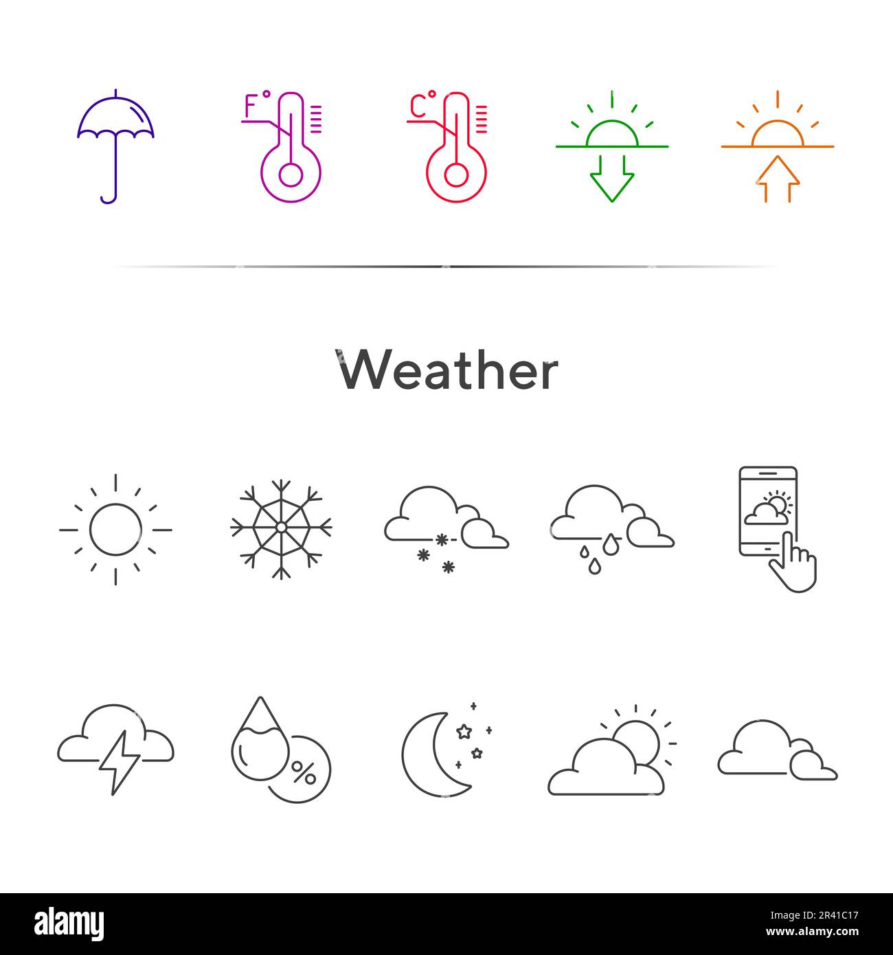 Weather line icon set Stock Vector Image & Art - Alamy