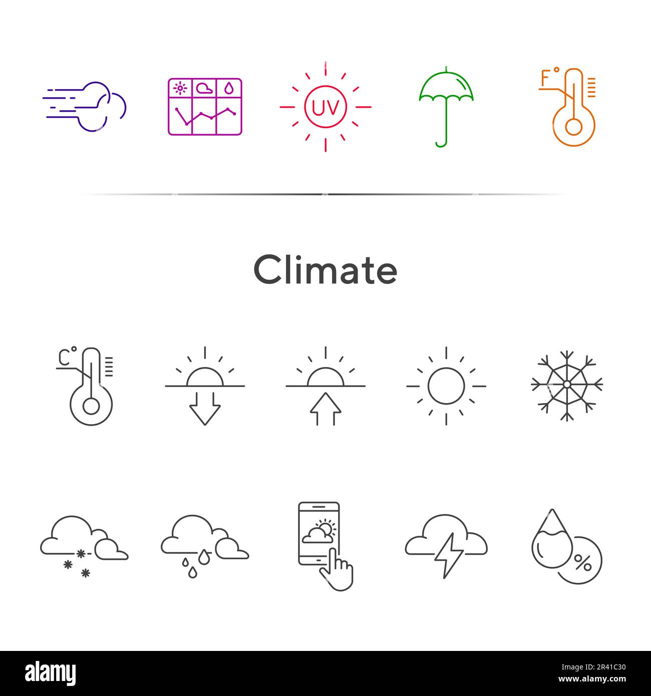 Climate line icon set Stock Vector Image & Art - Alamy