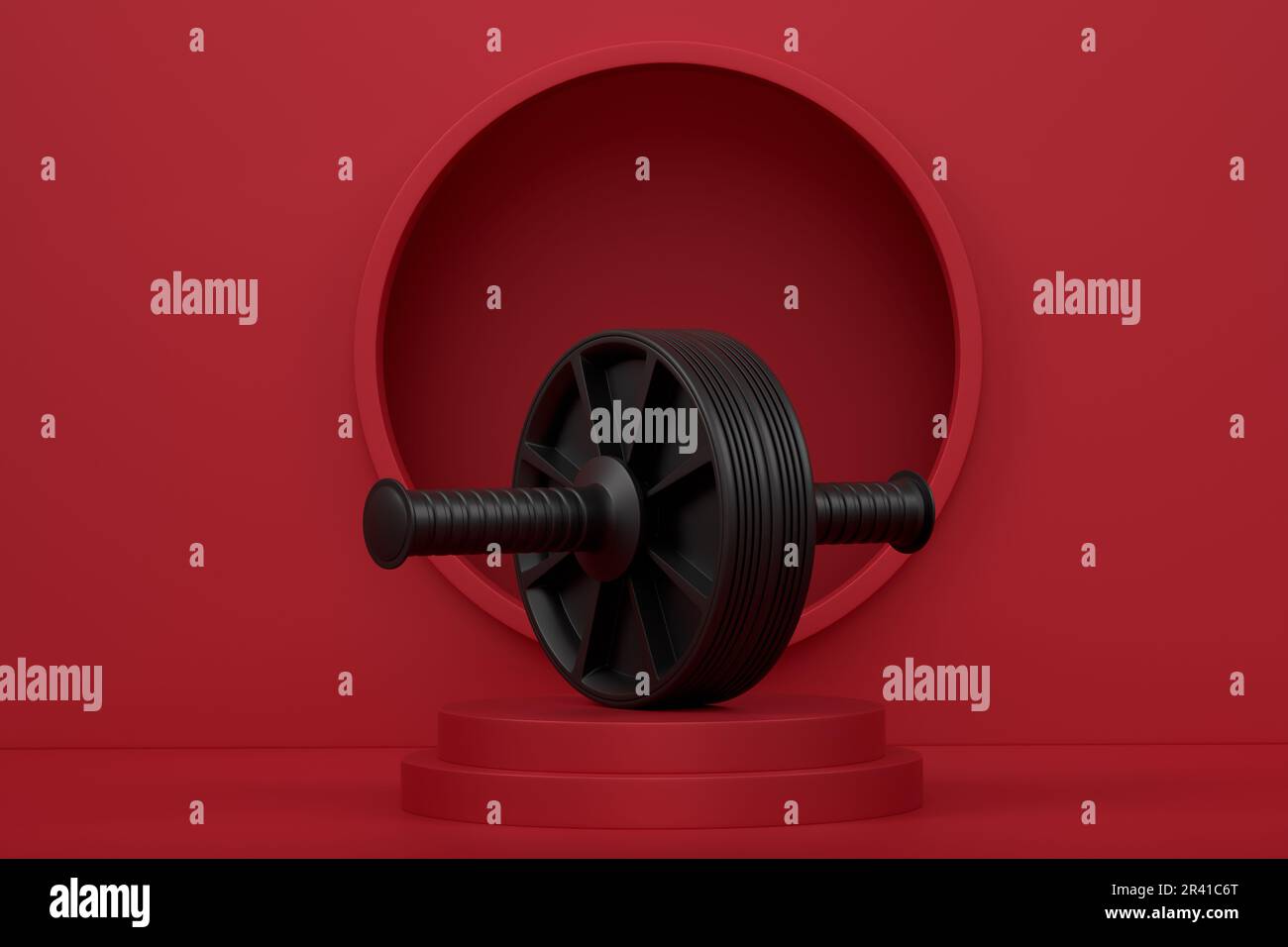 AB roller for abdominal muscles on cylinder podium with steps on ...