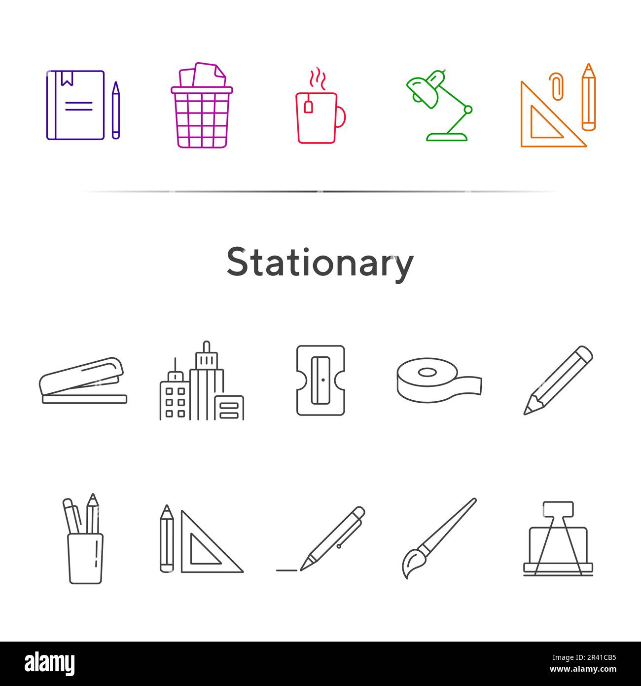 Stationary icon set Stock Vector Image & Art - Alamy