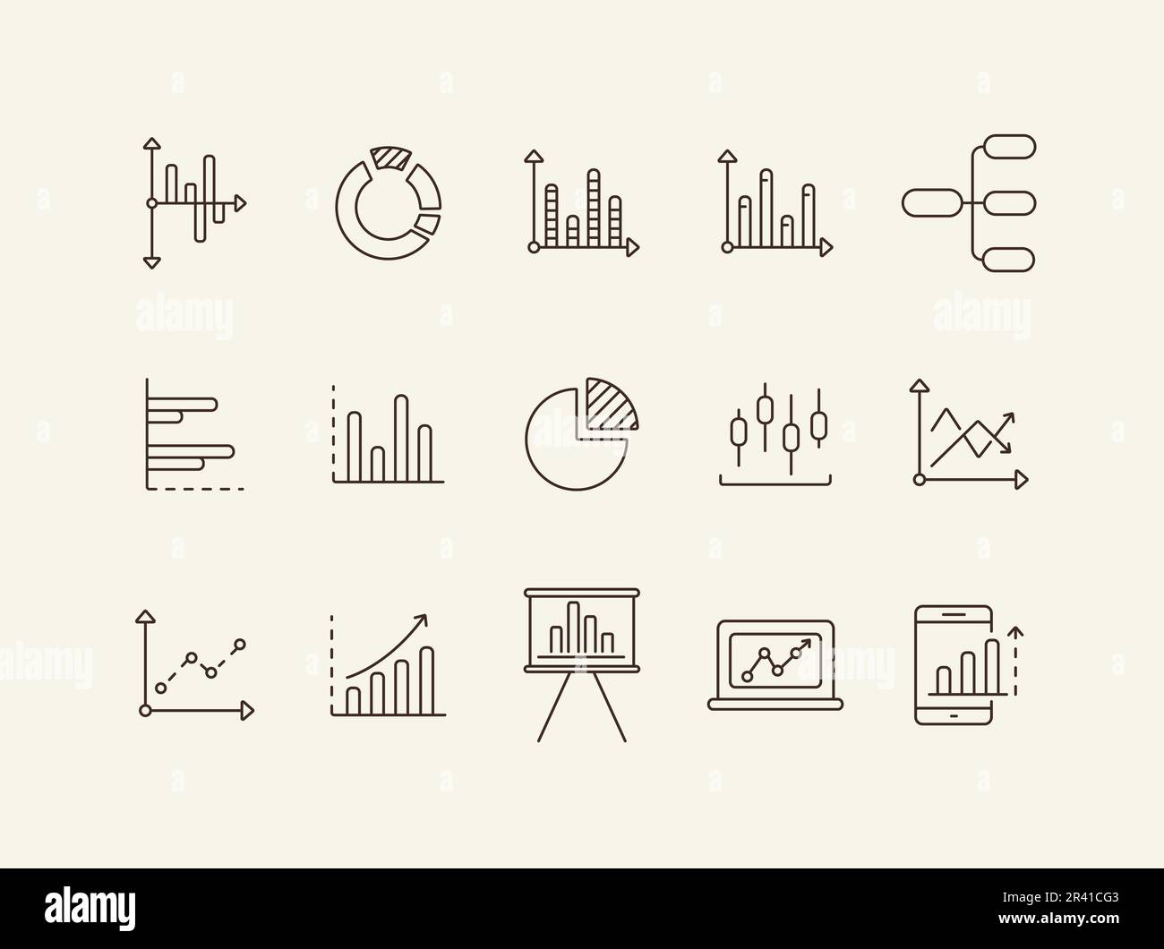 Graph vector icon set in contour line style. Graph concept Stock Vector ...