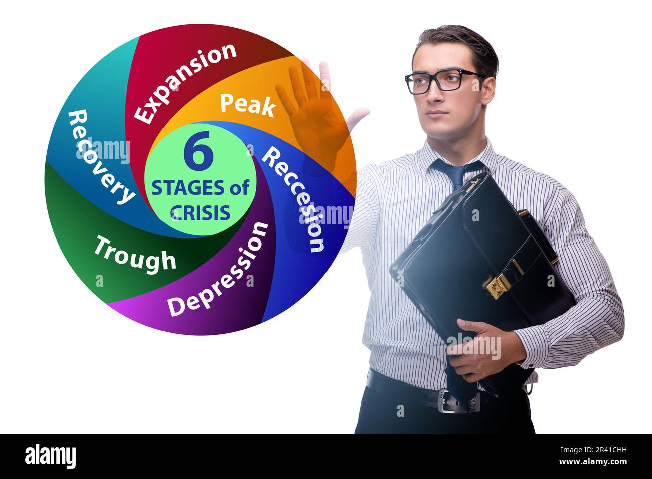 Illustration of six stages of crisis Stock Photo - Alamy