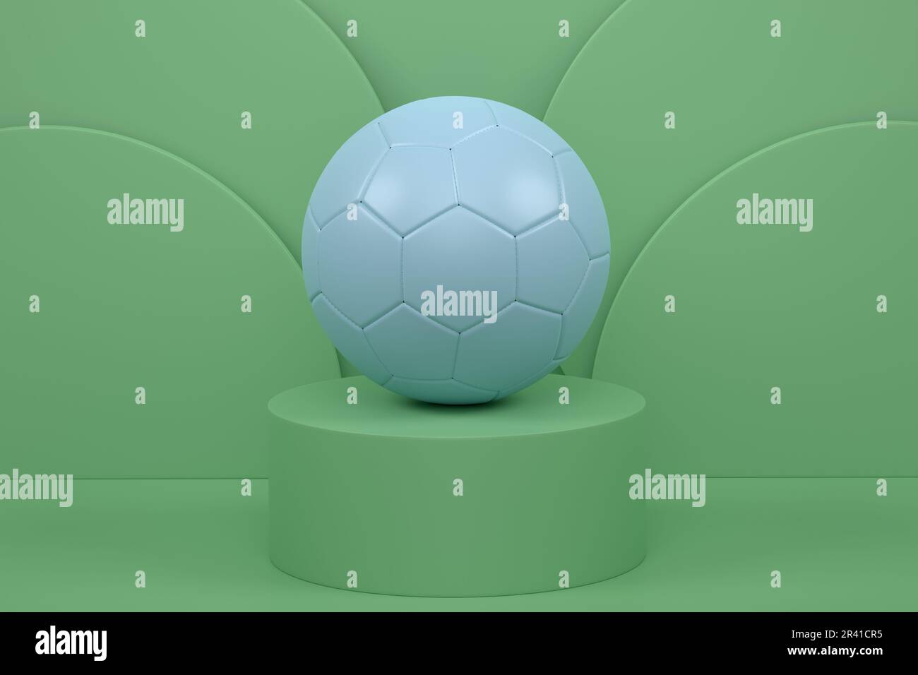 Football ball on cylinder podium with steps on monochrome background ...