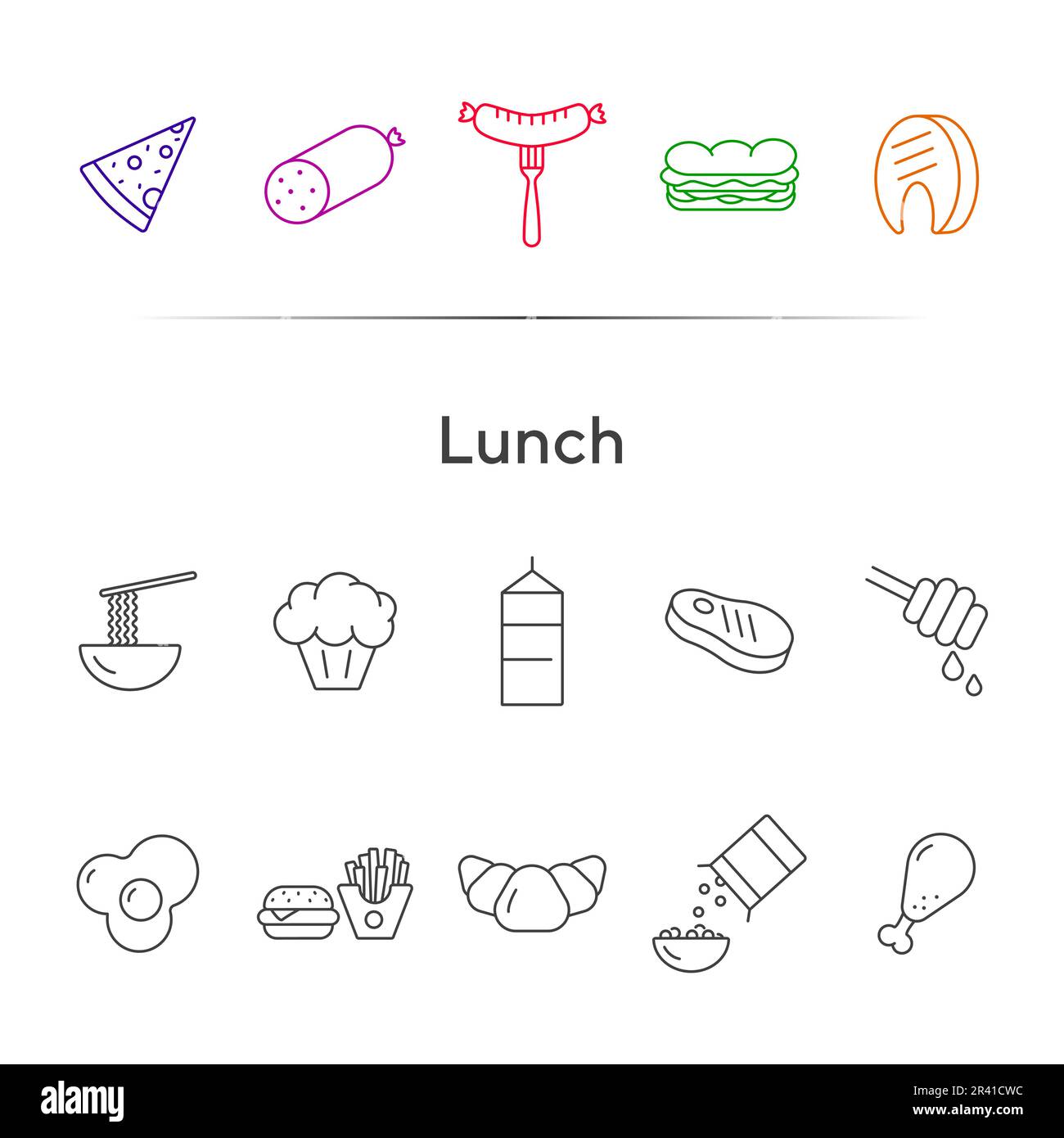 Lunch line icon set Stock Vector Image & Art - Alamy