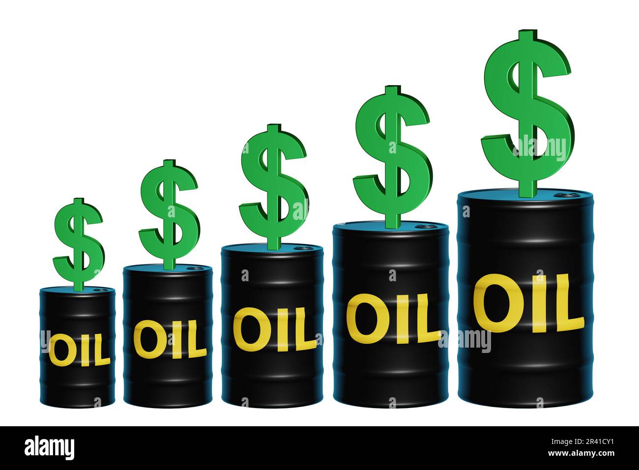 Oil and dollars on barrels - 3d rendering Stock Photo - Alamy