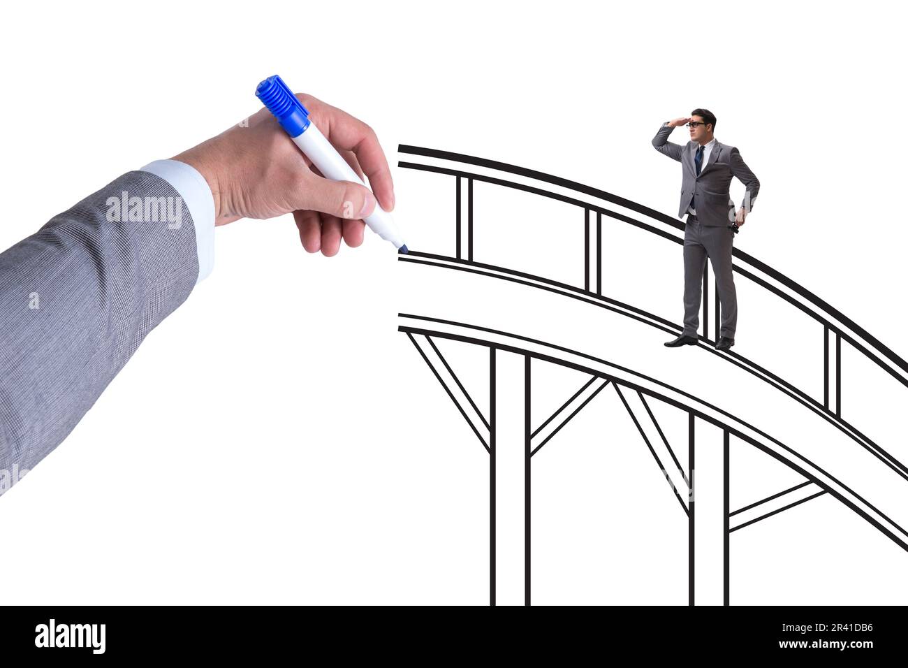 Hand drawing bridge in business concept Stock Photo - Alamy