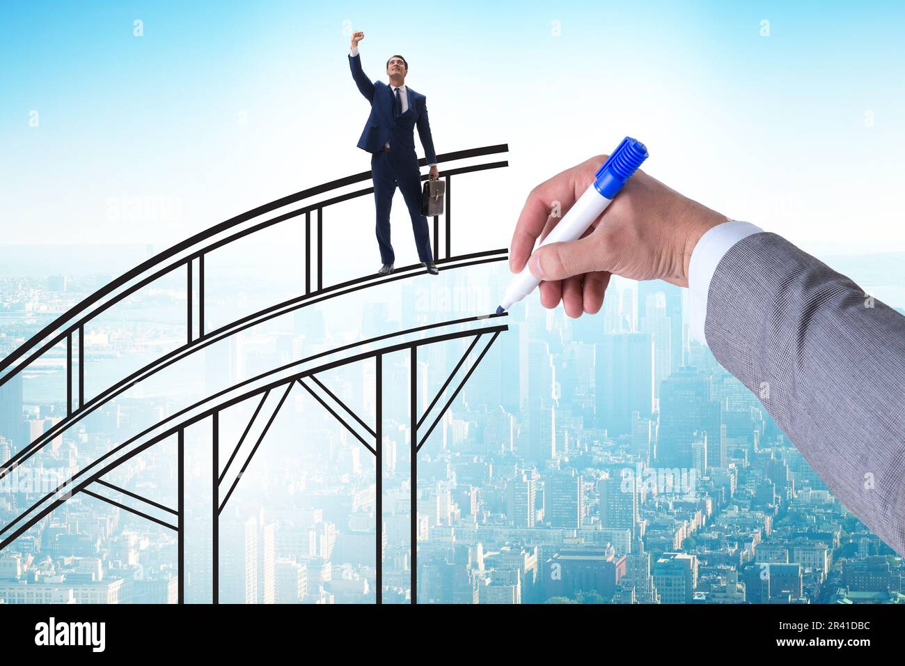 Hand drawing bridge in business concept Stock Photo - Alamy