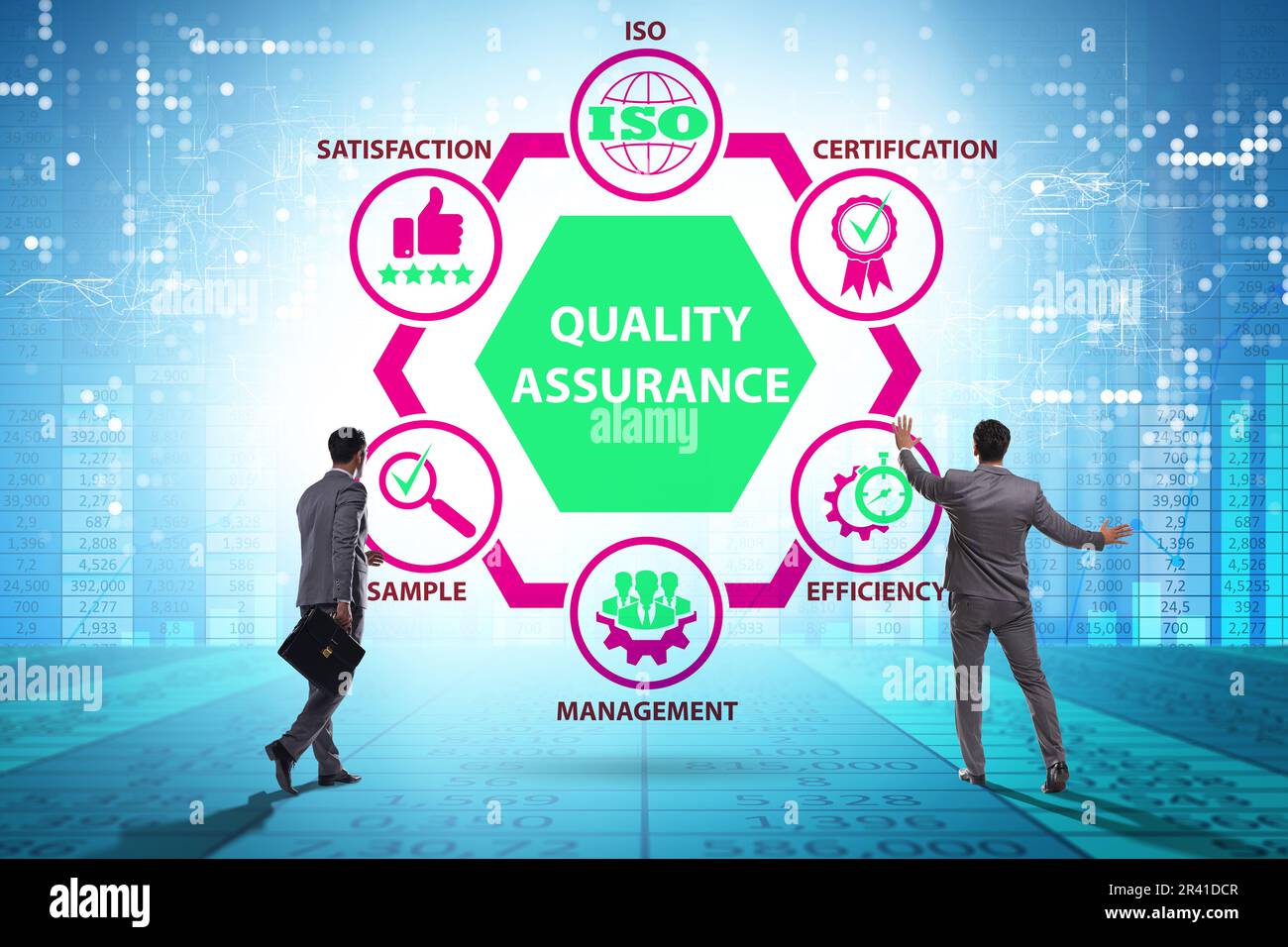 Businessman in quality assurance concept Stock Photo - Alamy