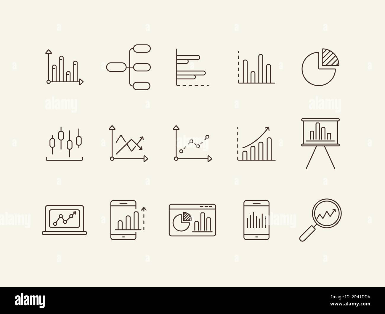 Charts line icon set Stock Vector Image & Art - Alamy