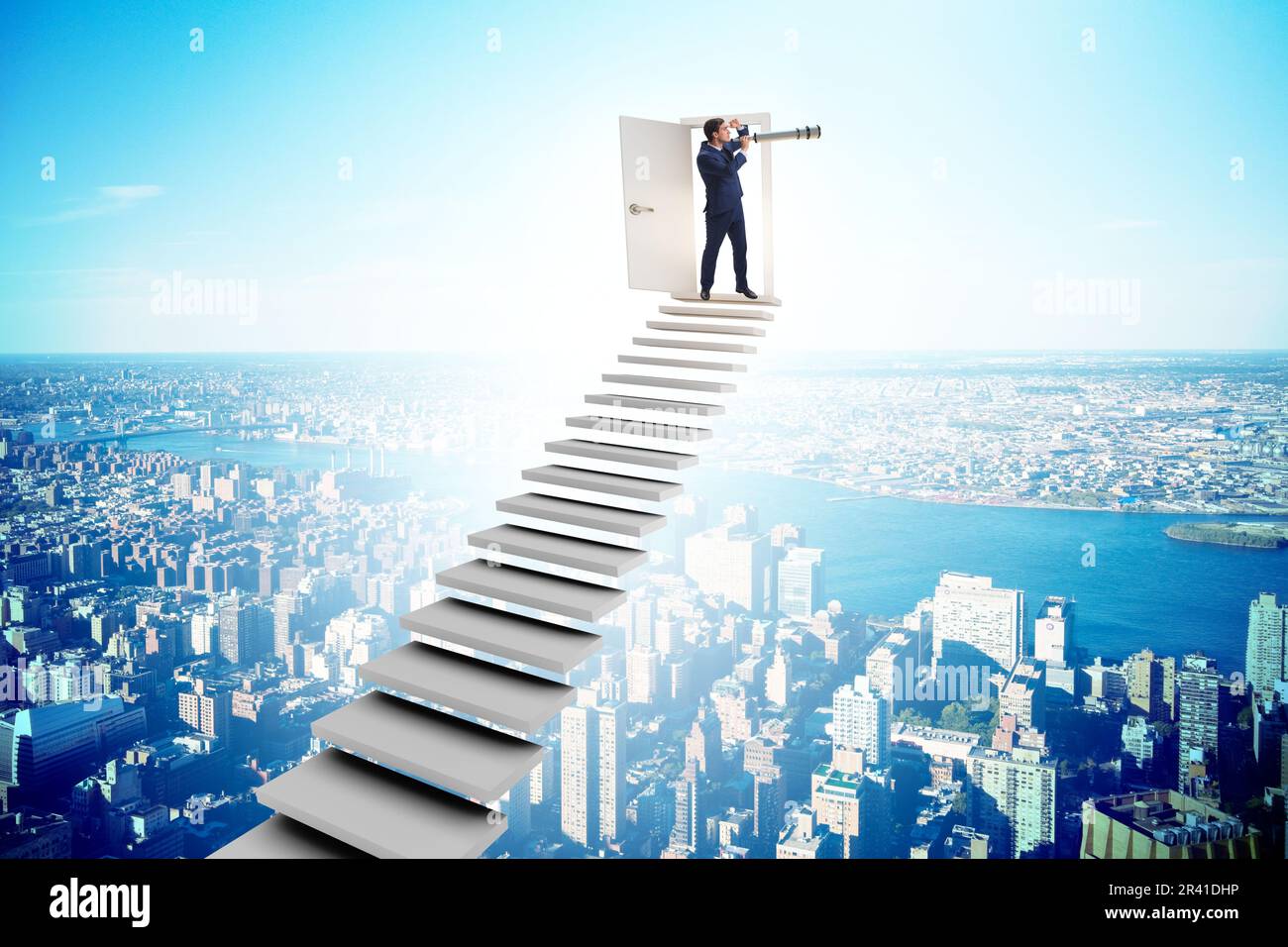 Concept of stairs leading upstairs Stock Photo - Alamy