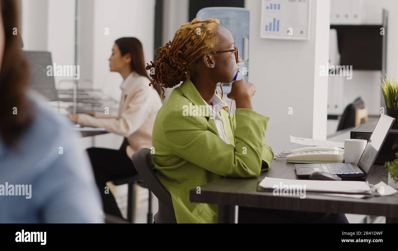 African american person thinking about business solution Stock Photo ...