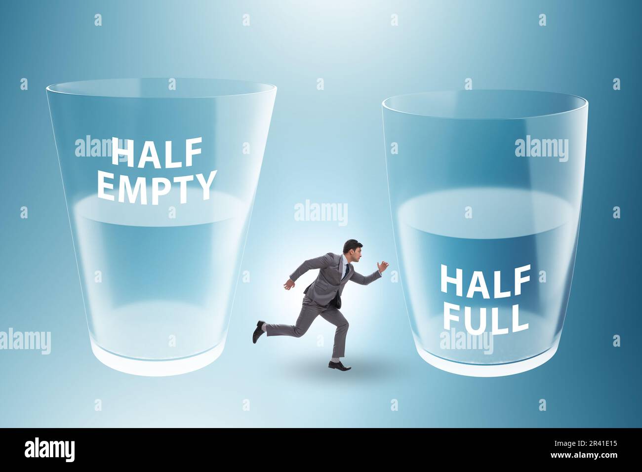 Businessman in half empty half full glass concept Stock Photo - Alamy Businessman in half empty half full glass concept Stock Photo - Alamy