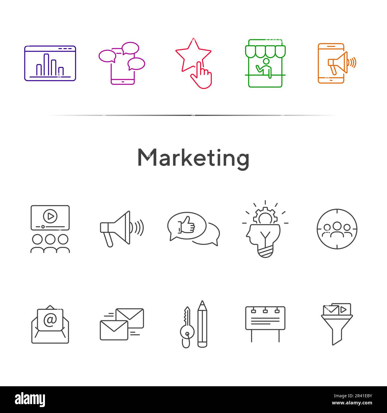 Marketing line icon set Stock Vector Image & Art - Alamy