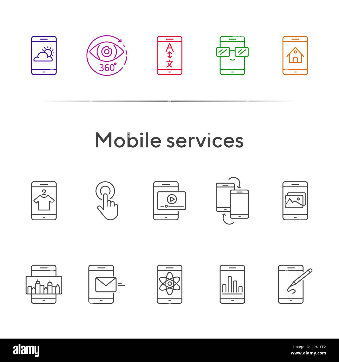 Mobile services line icon set Stock Vector Image & Art - Alamy