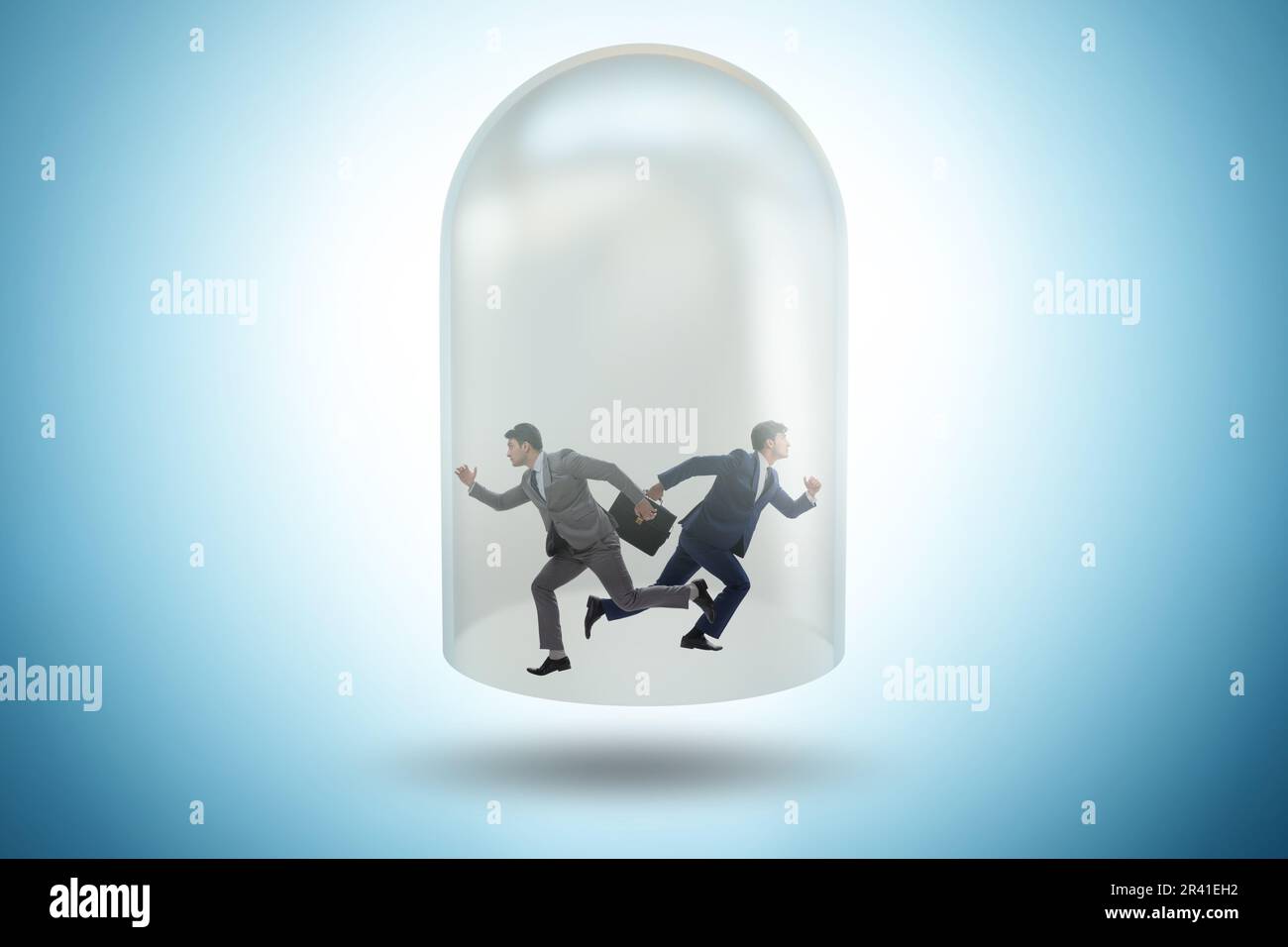 Businessman trapped in transparent glass Stock Photo - Alamy