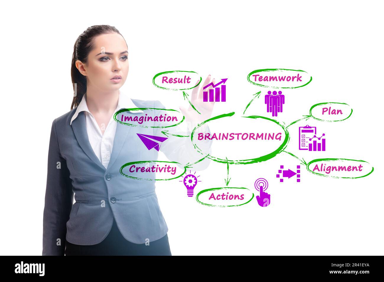 Woman brainstorm creativity Cut Out Stock Images & Pictures - Alamy