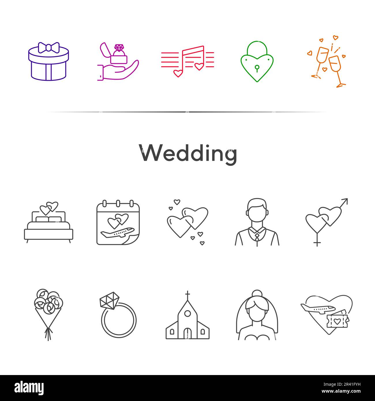 Wedding line icons Stock Vector Image & Art - Alamy