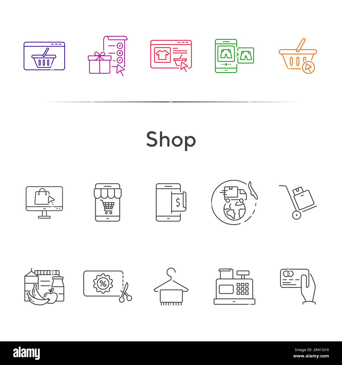 Shop line icon set Stock Vector Image & Art - Alamy