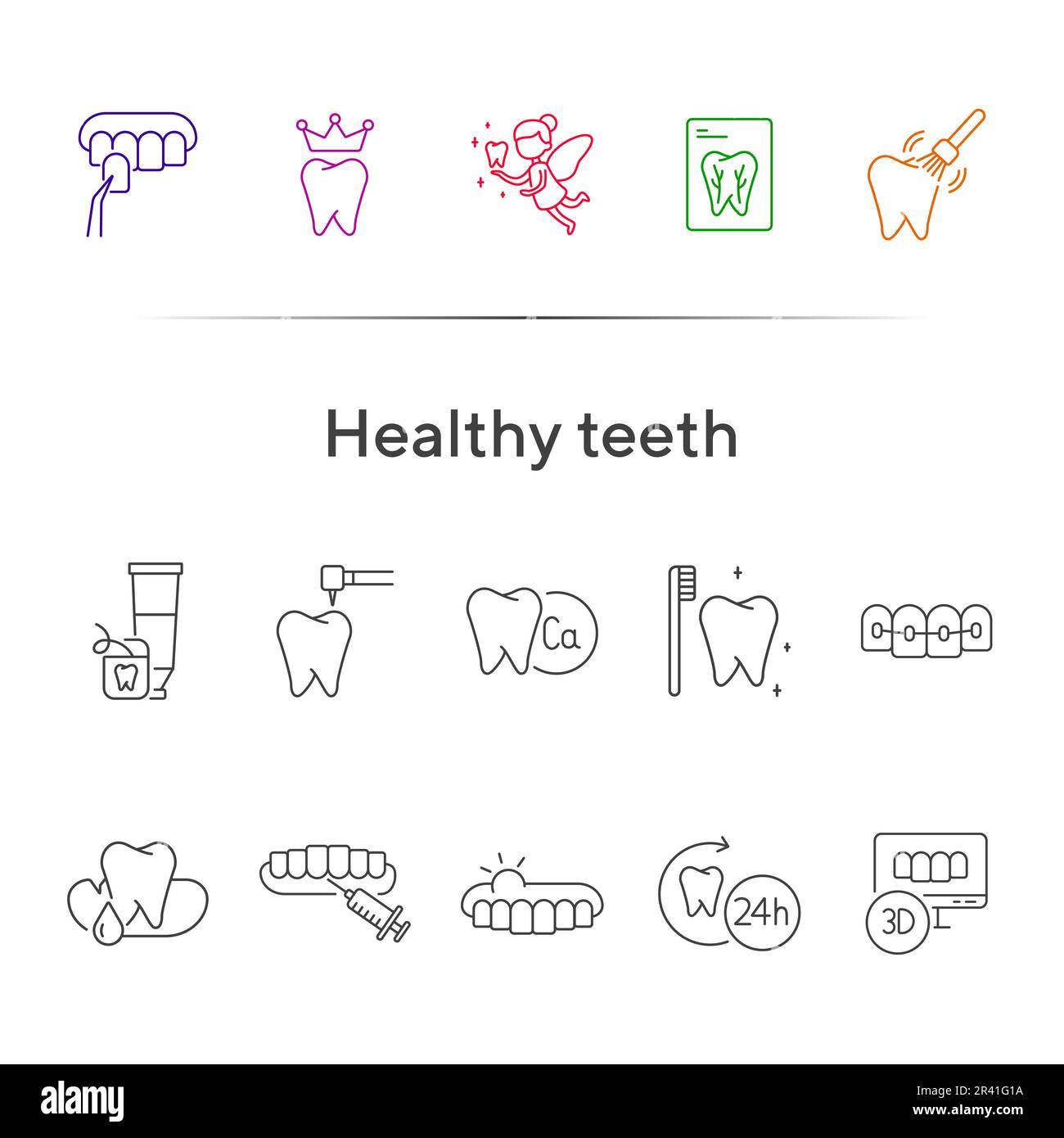 Healthy teeth icons. Set of line icons Stock Vector Image & Art - Alamy
