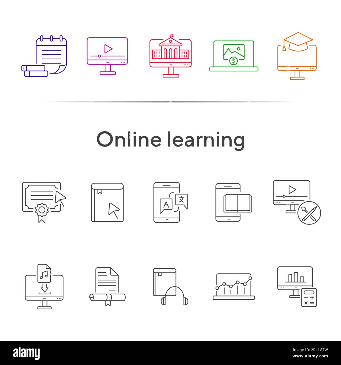 Online learning line icon set Stock Vector Image & Art - Alamy