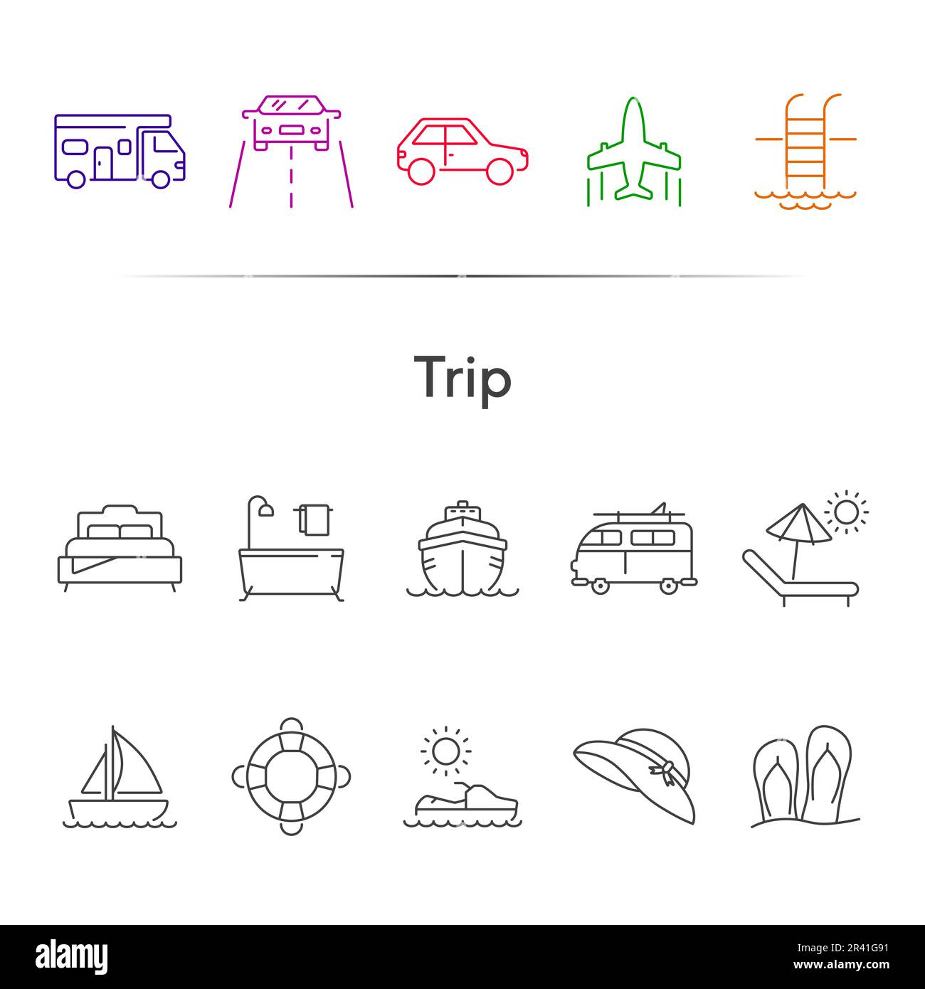 Trip line icon set Stock Vector Image & Art - Alamy