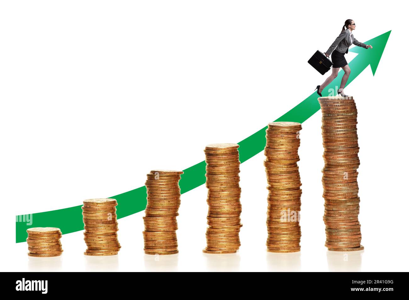 Income up chart in coins Cut Out Stock Images & Pictures - Alamy
