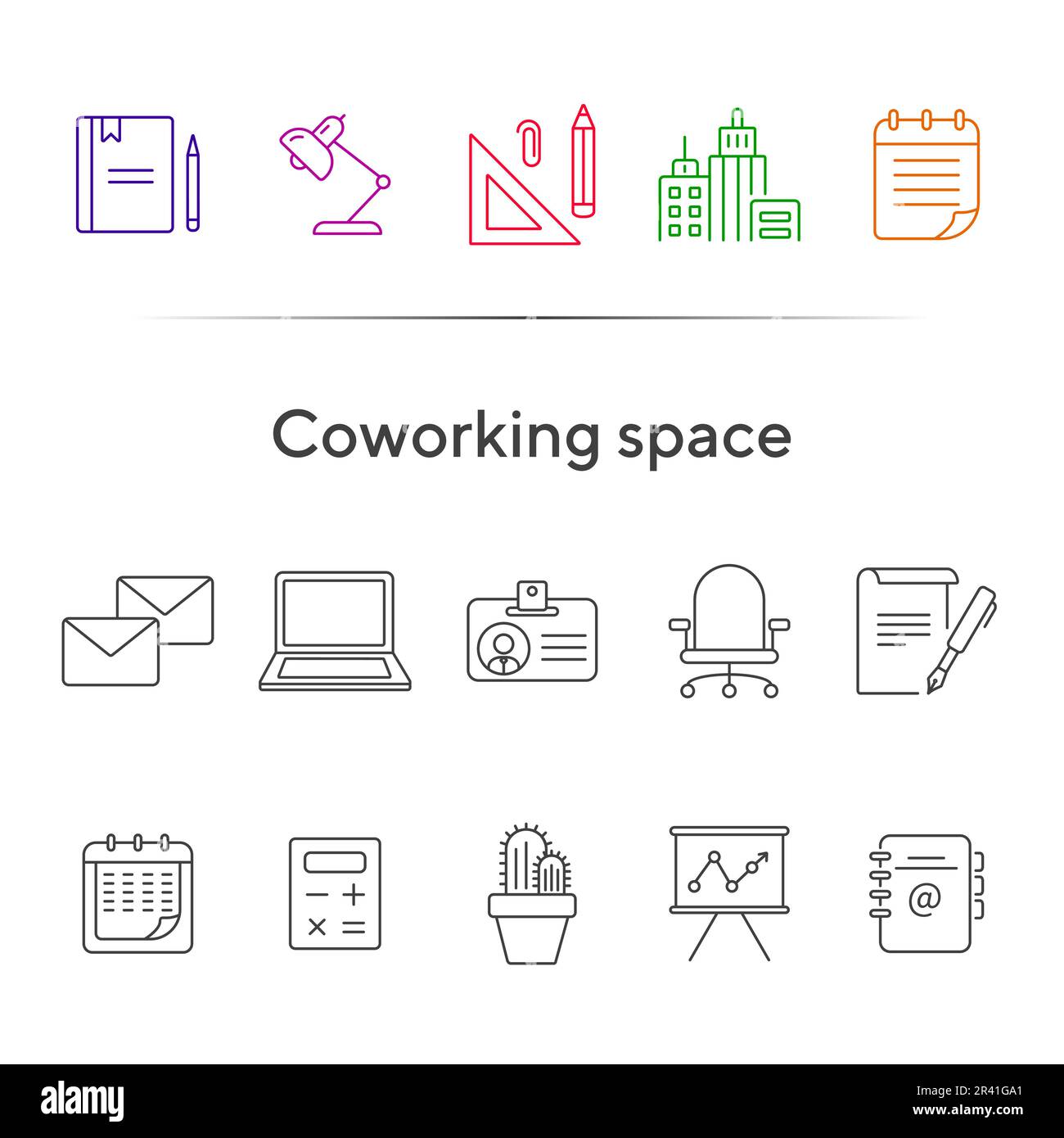 Coworking space icon set Stock Vector Image & Art - Alamy