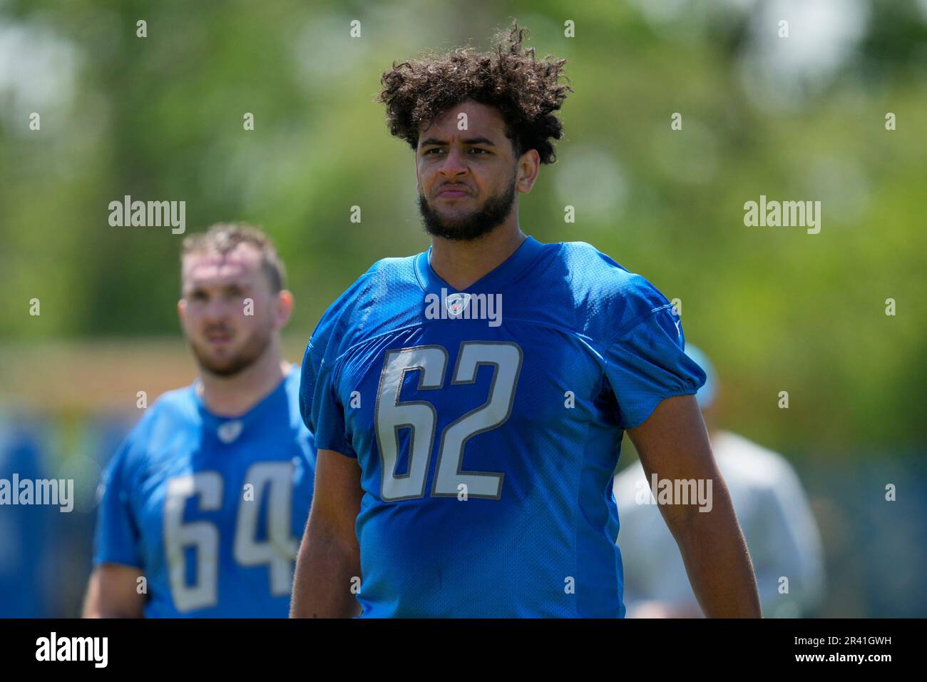 Detroit Lions offensive tackle Ryan Swoboda watches during an NFL ...