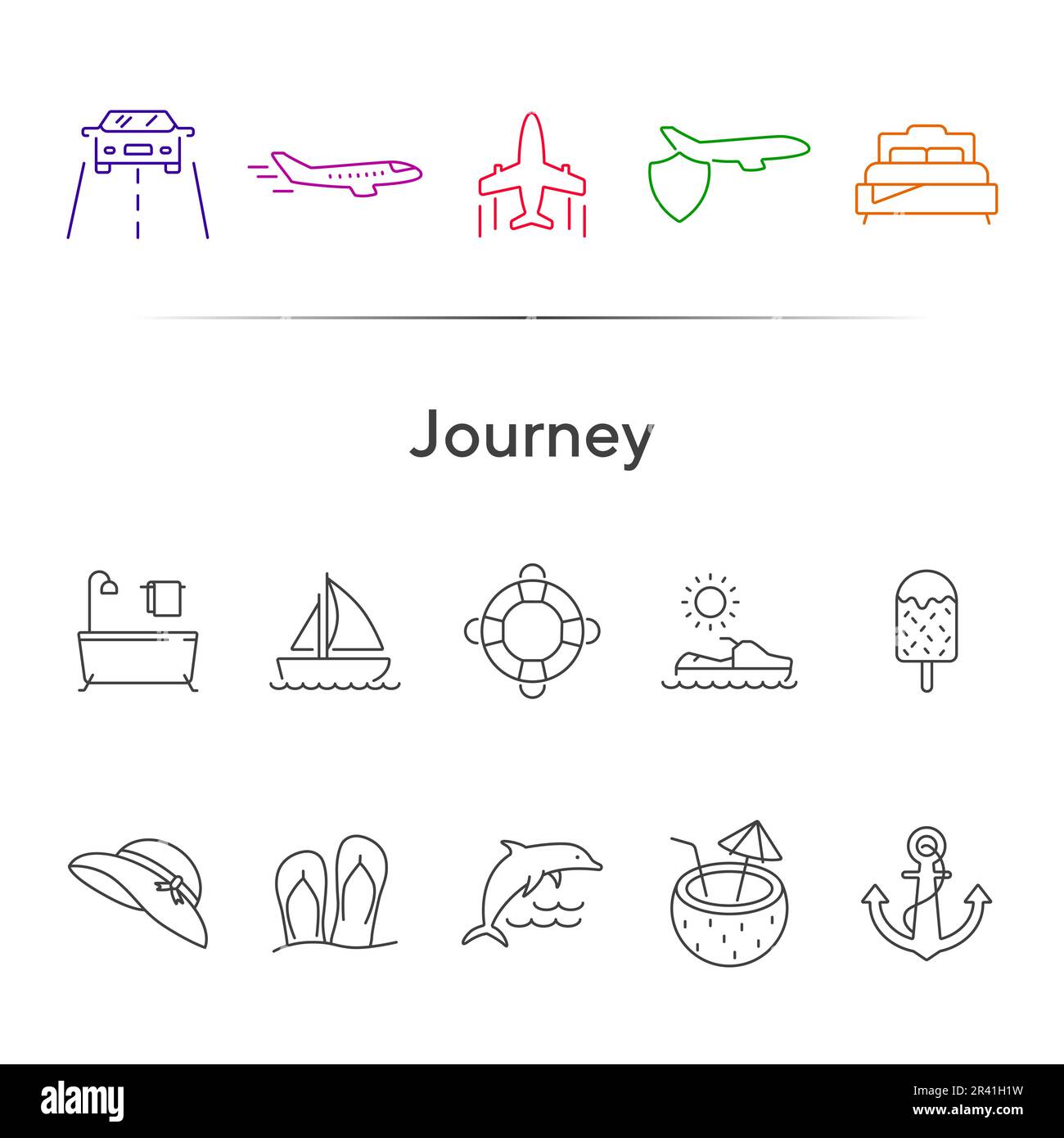 Journey line icon set Stock Vector Image & Art - Alamy