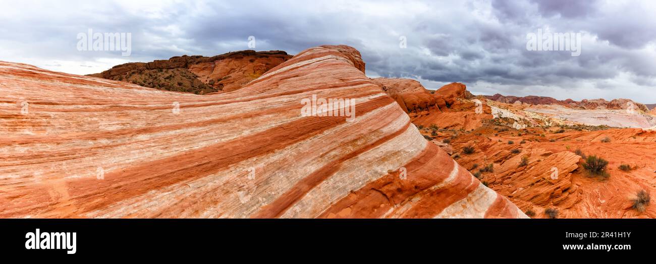 Rock formation Fire Wave in Valley of Fire State Park Panorama in ...