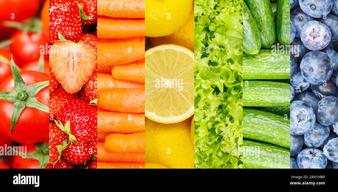Fruit and vegetables background fresh fruit berries fruit panorama as ...