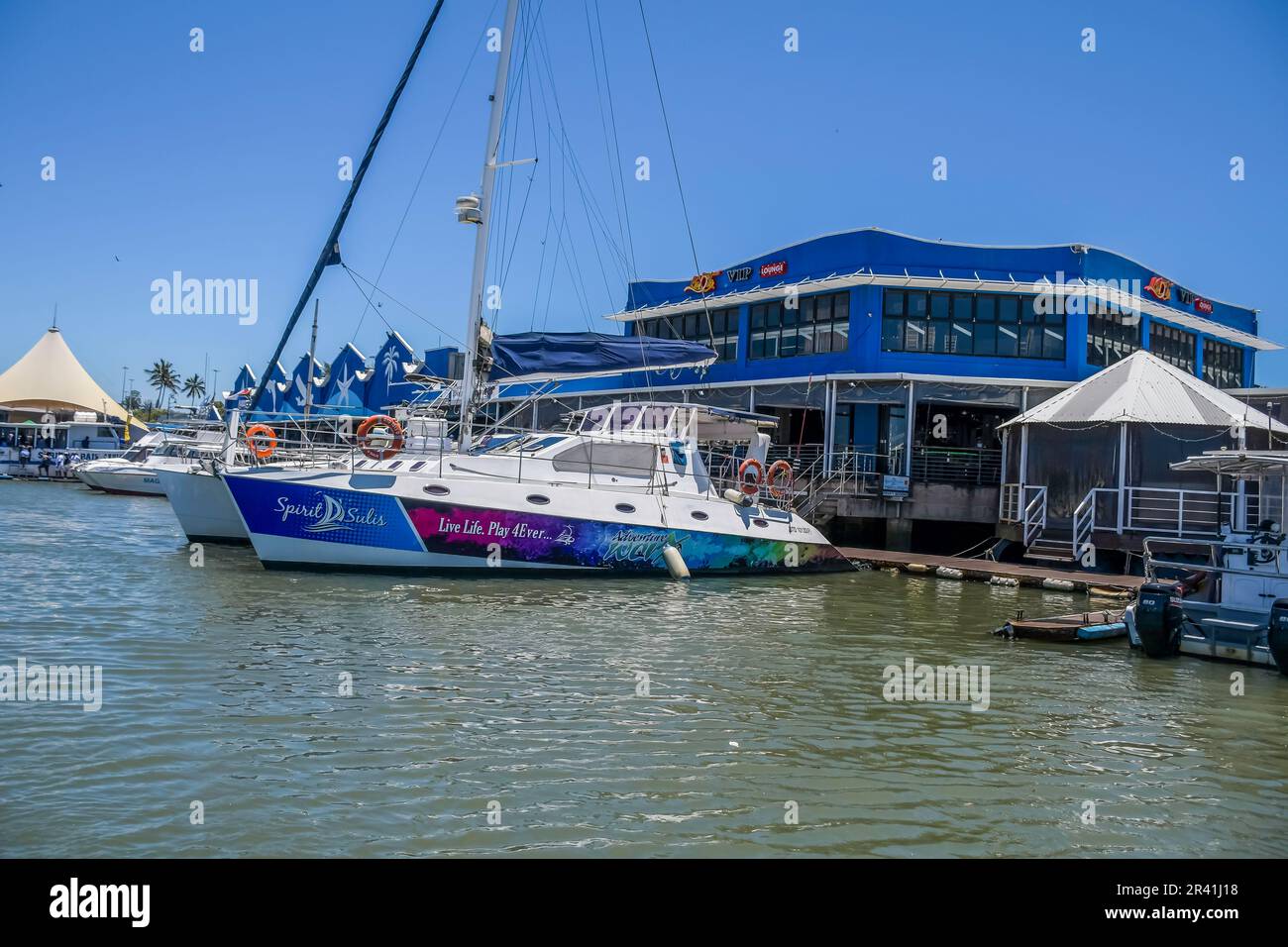 Durban port harbor with cargo ship and tourist boat Indian ocean Stock ...