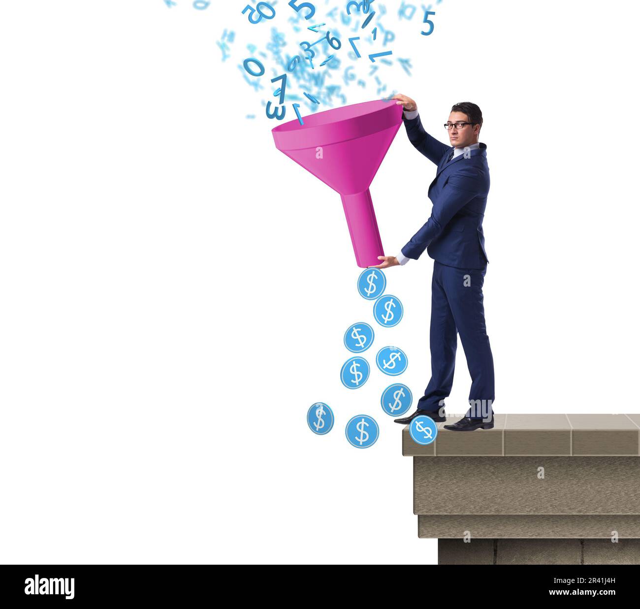 Data monetization concept with funnel and businessman Stock Photo - Alamy