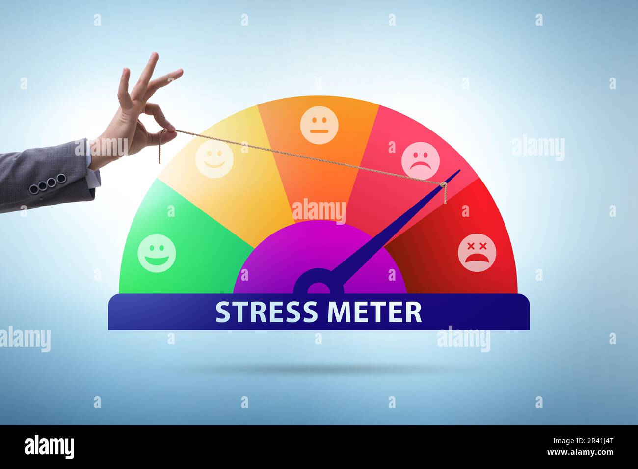 Concept of stress meter with businessman Stock Photo - Alamy