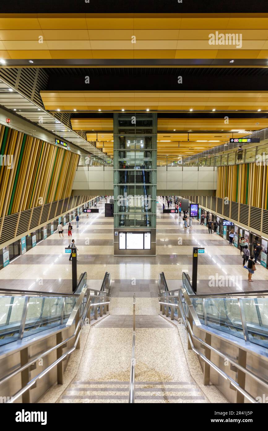 Metro Singapore subway in Woodlands subway station of Thomson East ...
