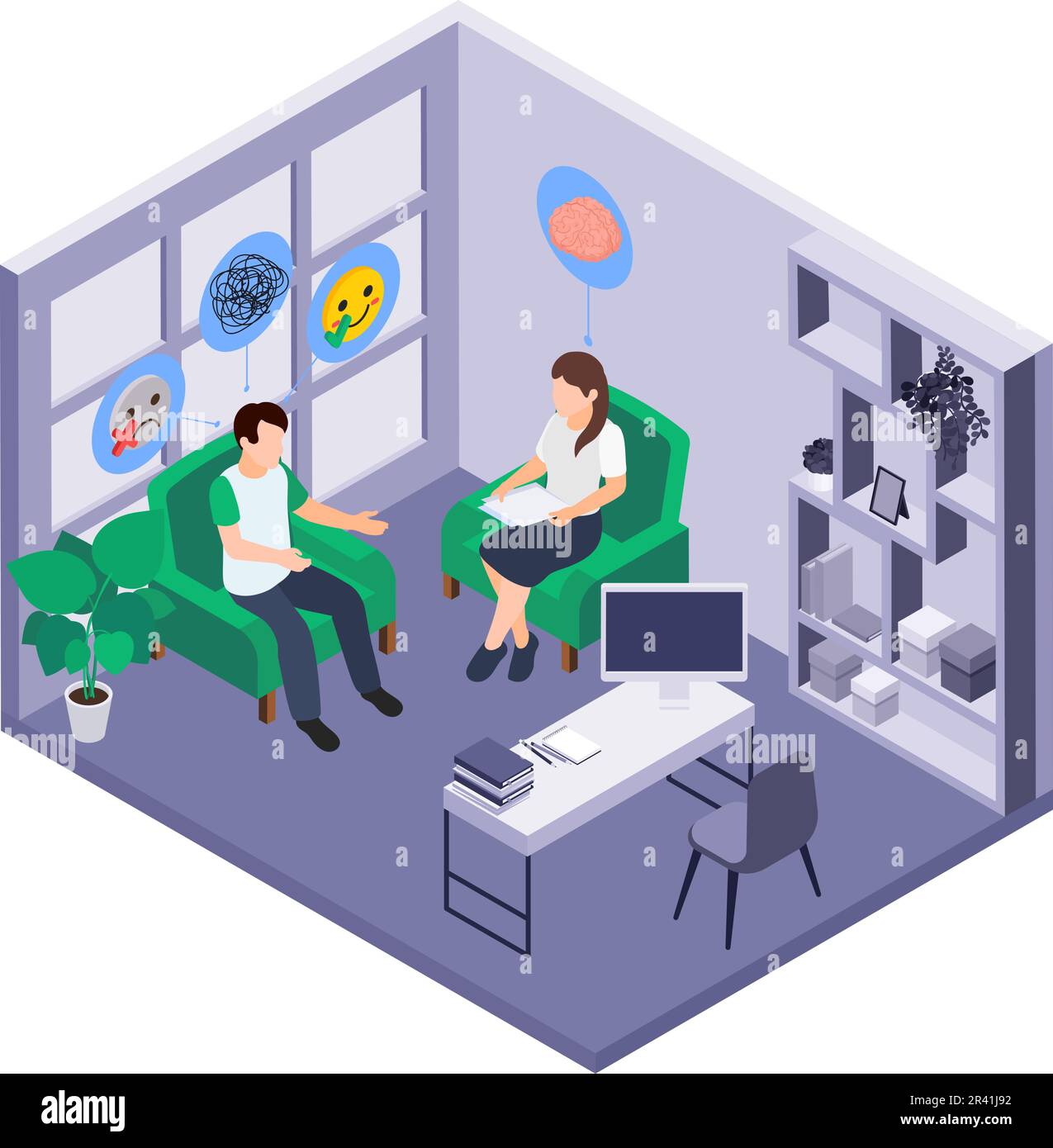 Mental health wellness composition with isometric view of mind doctors ...