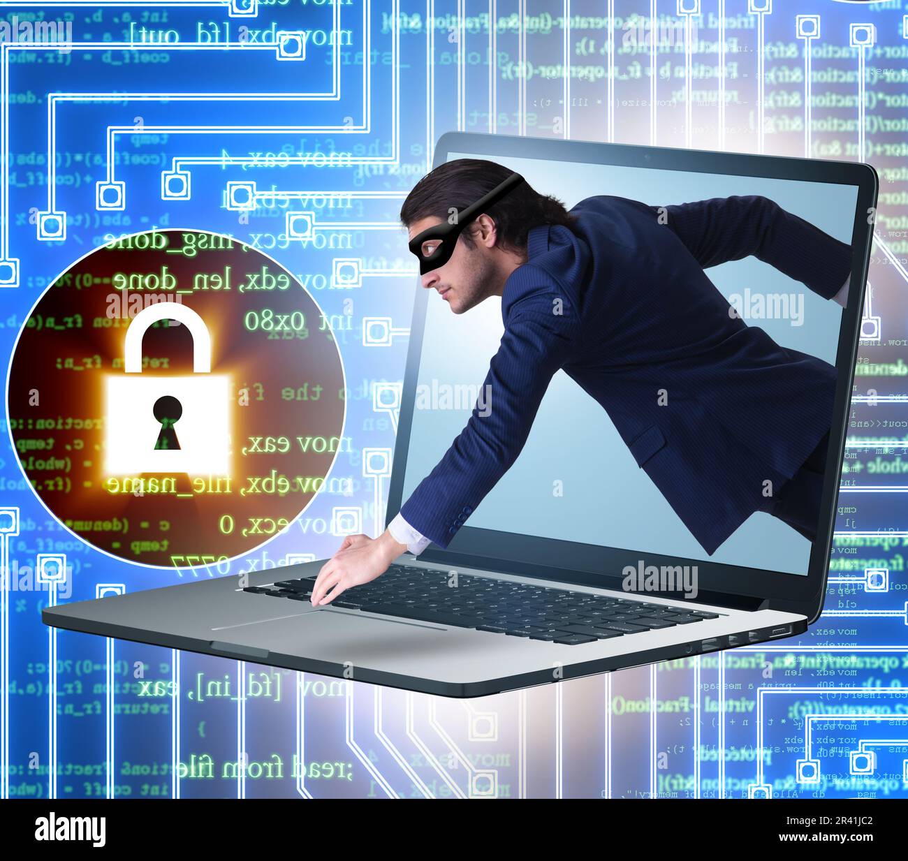 Hacker man trying to steal personal data Stock Photo - Alamy
