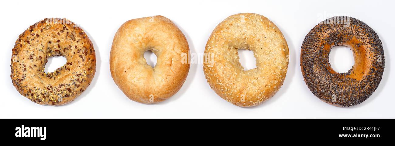 Different bagels sandwich for breakfast bagel from above isolated on ...