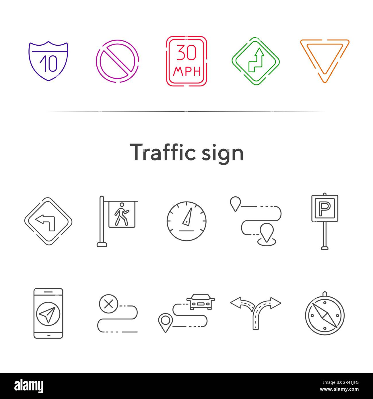 Traffic sign line icons Stock Vector Image & Art - Alamy