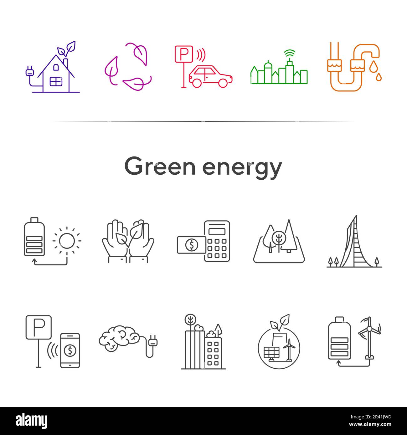 Green energy icons Stock Vector Image & Art - Alamy