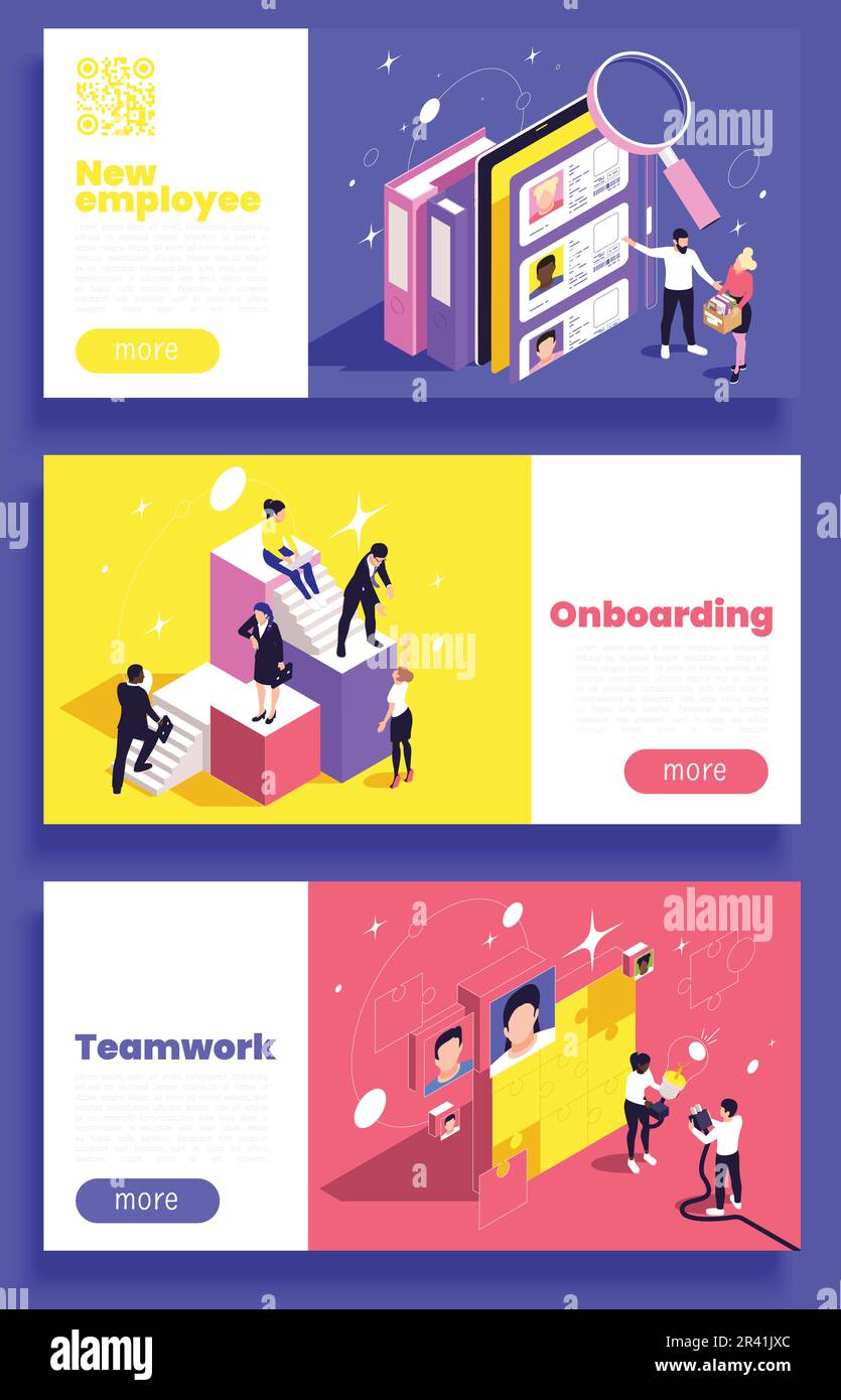 Horizontal new employee orientation business onboarding web banners set ...
