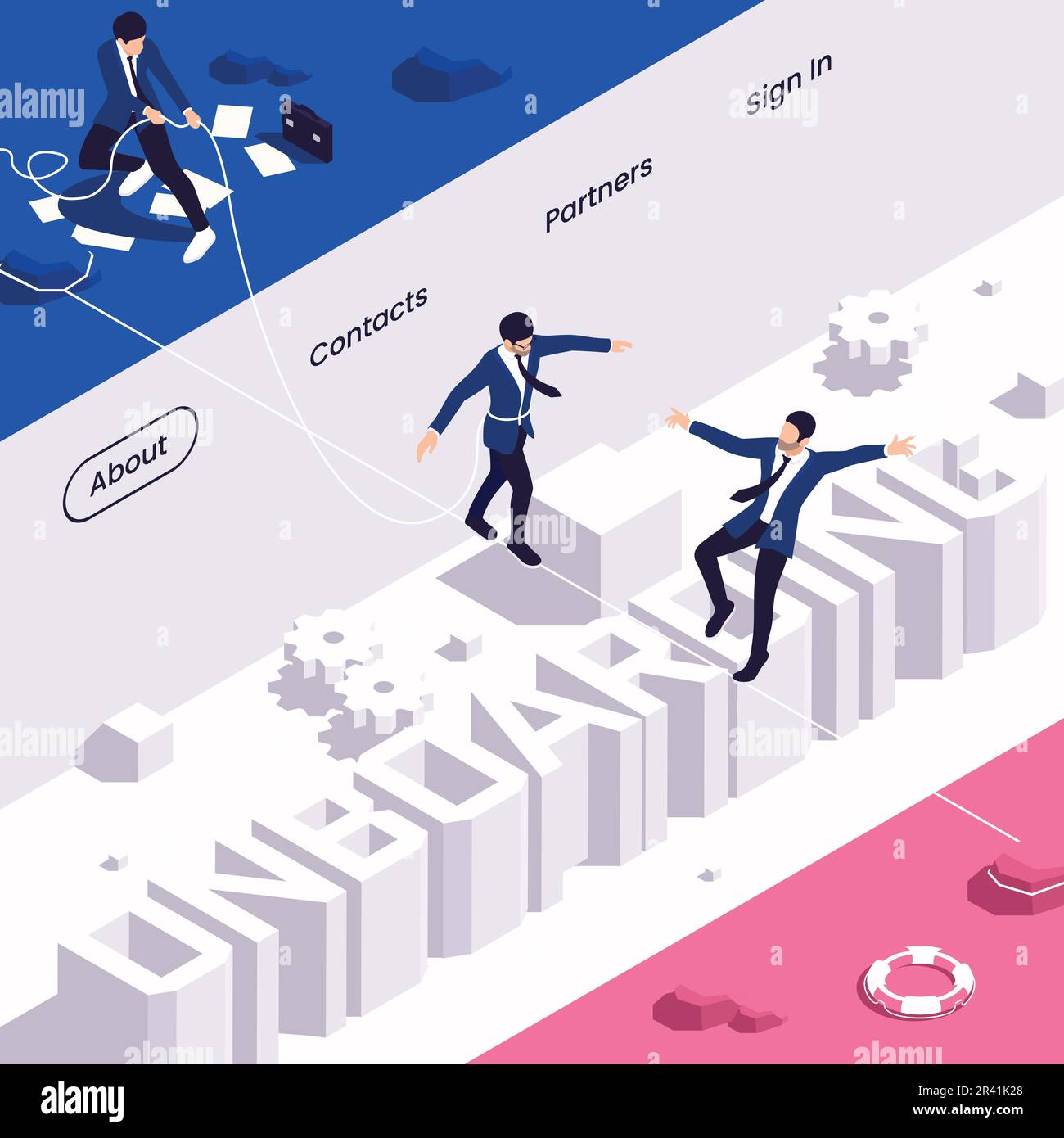 New employee orientation onboarding isometric web page with member of ...