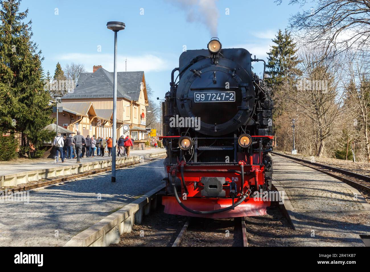 Steam train of Brockenbahn railroad steam railroad in Drei Annen Hohne ...