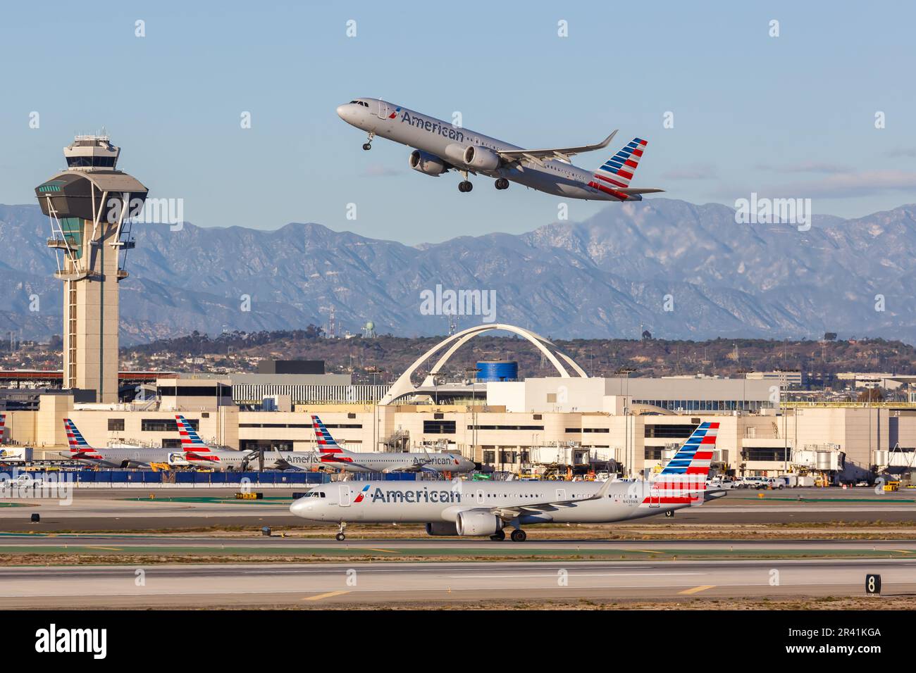 American Airlines Airbus A321neo aircraft Los Angeles Airport in the ...