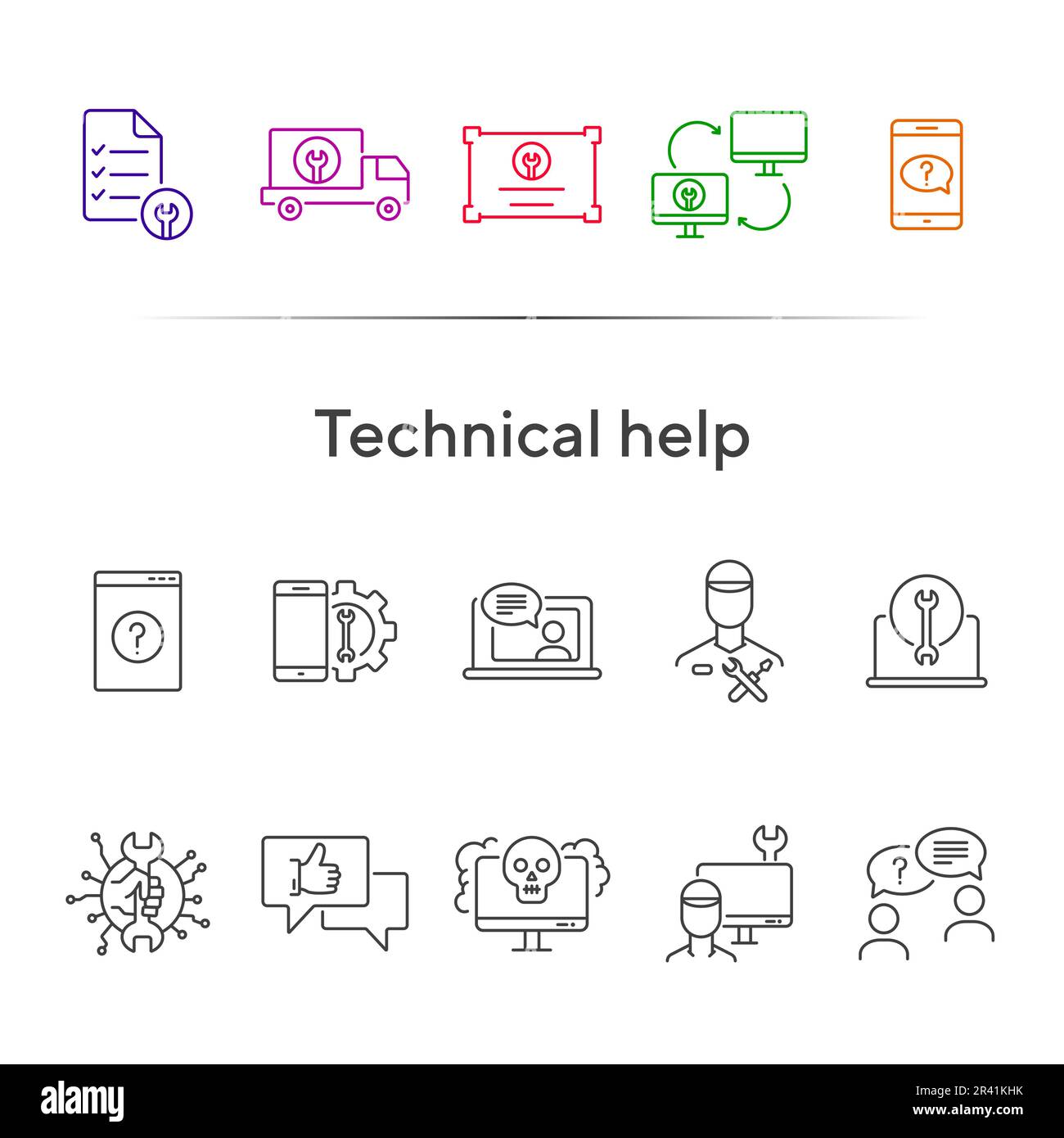 Technical help line icon set Stock Vector Image & Art - Alamy