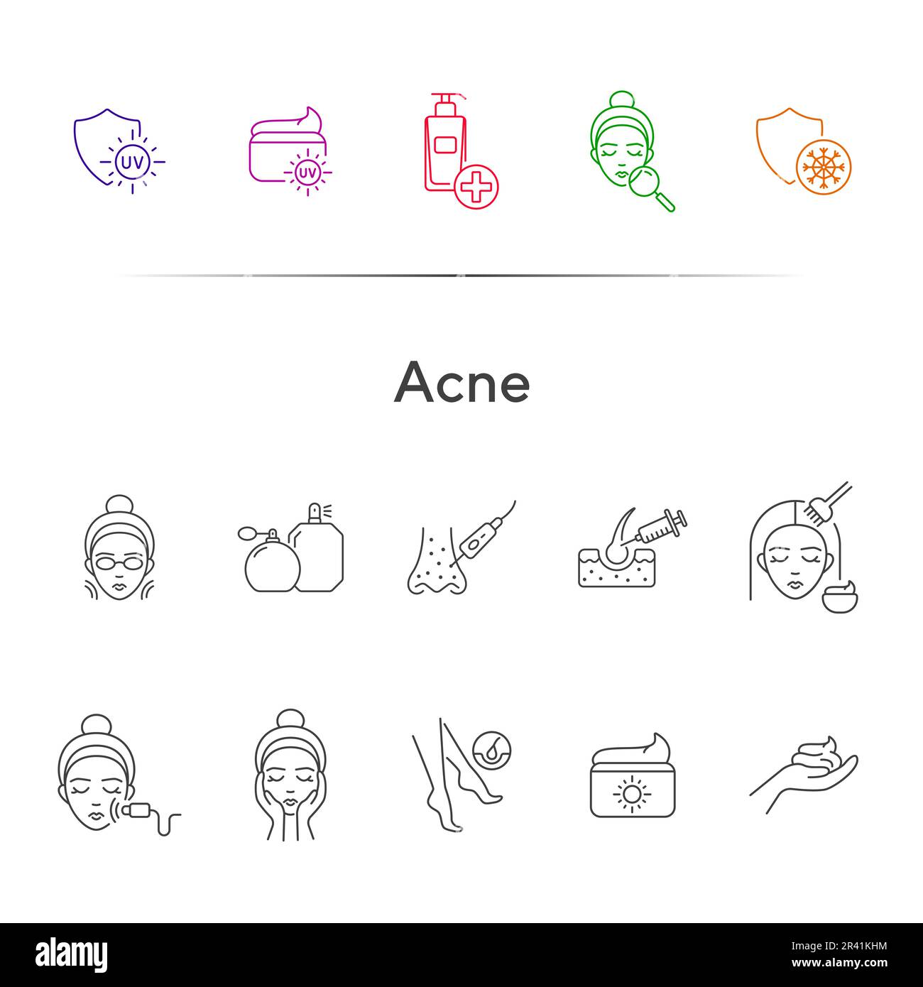 Acne line icon set Stock Vector Image & Art - Alamy