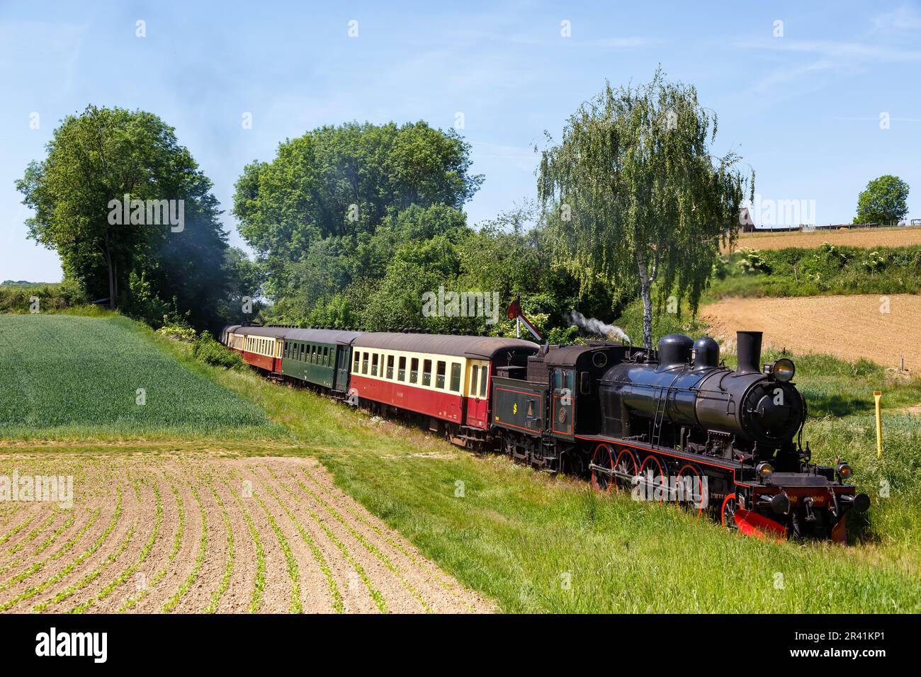 Steam train of Miljoenenlijn museum railroad steam train near Wijlre in ...