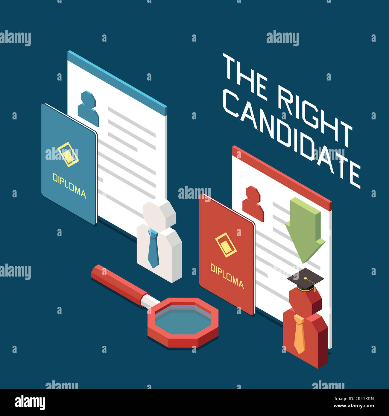 Headhunting recruitment choosing right candidate isometric concept with ...