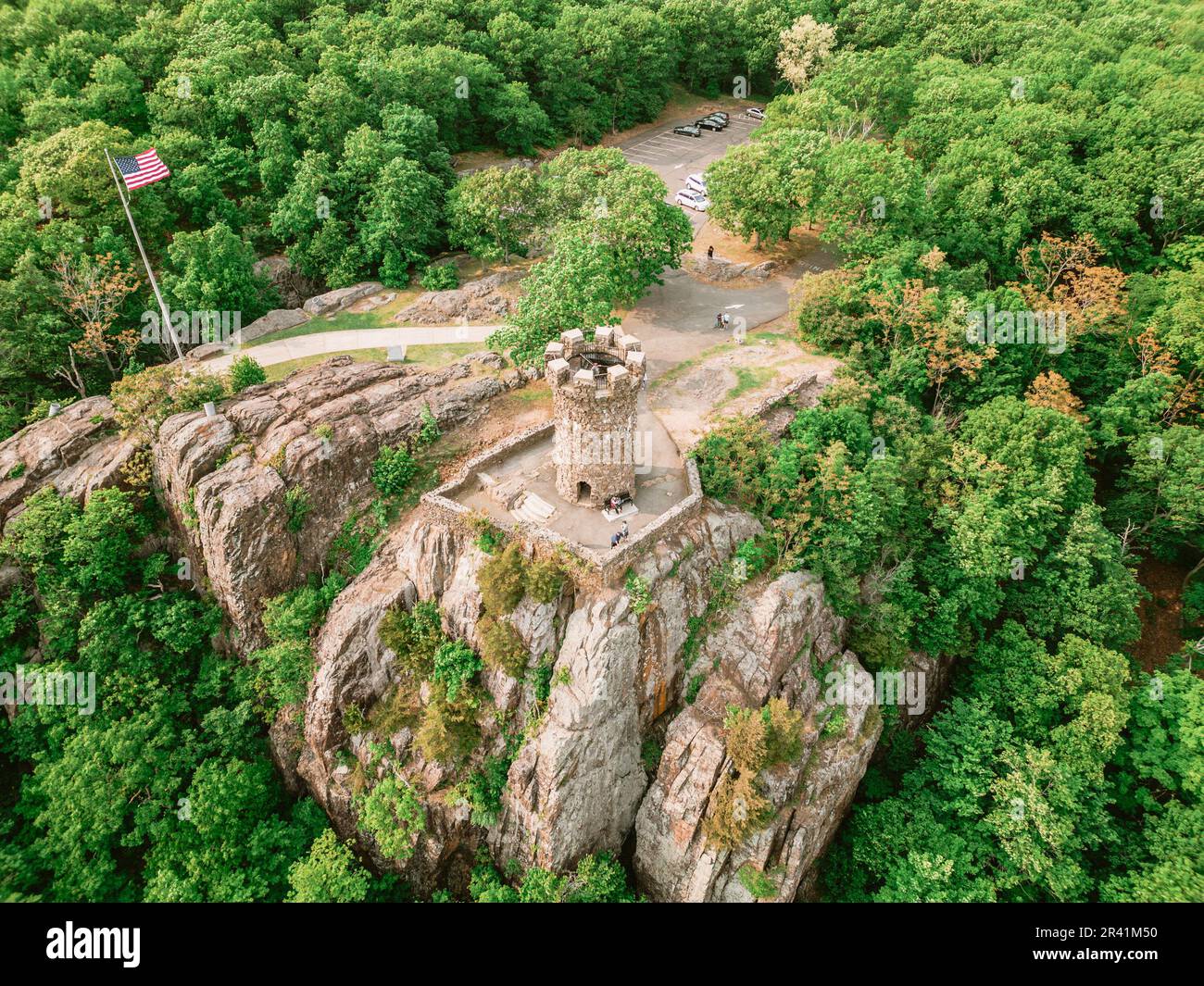 Overhead aerial view from Castle Craig in Hubbard Park in Meriden ...