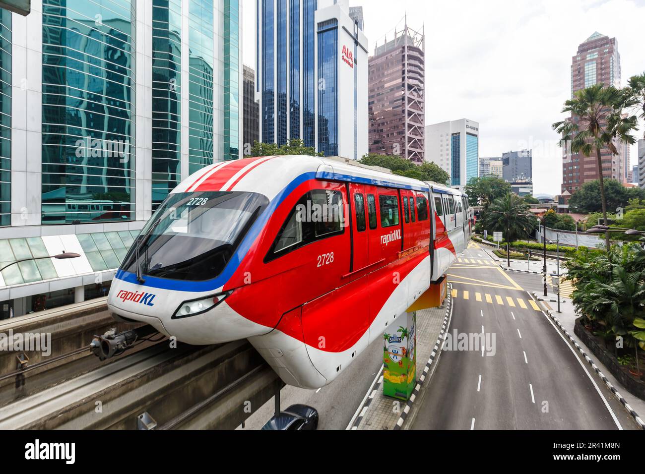 Monorail monorail at Raja Chulan public transport stop in Kuala Lumpur ...